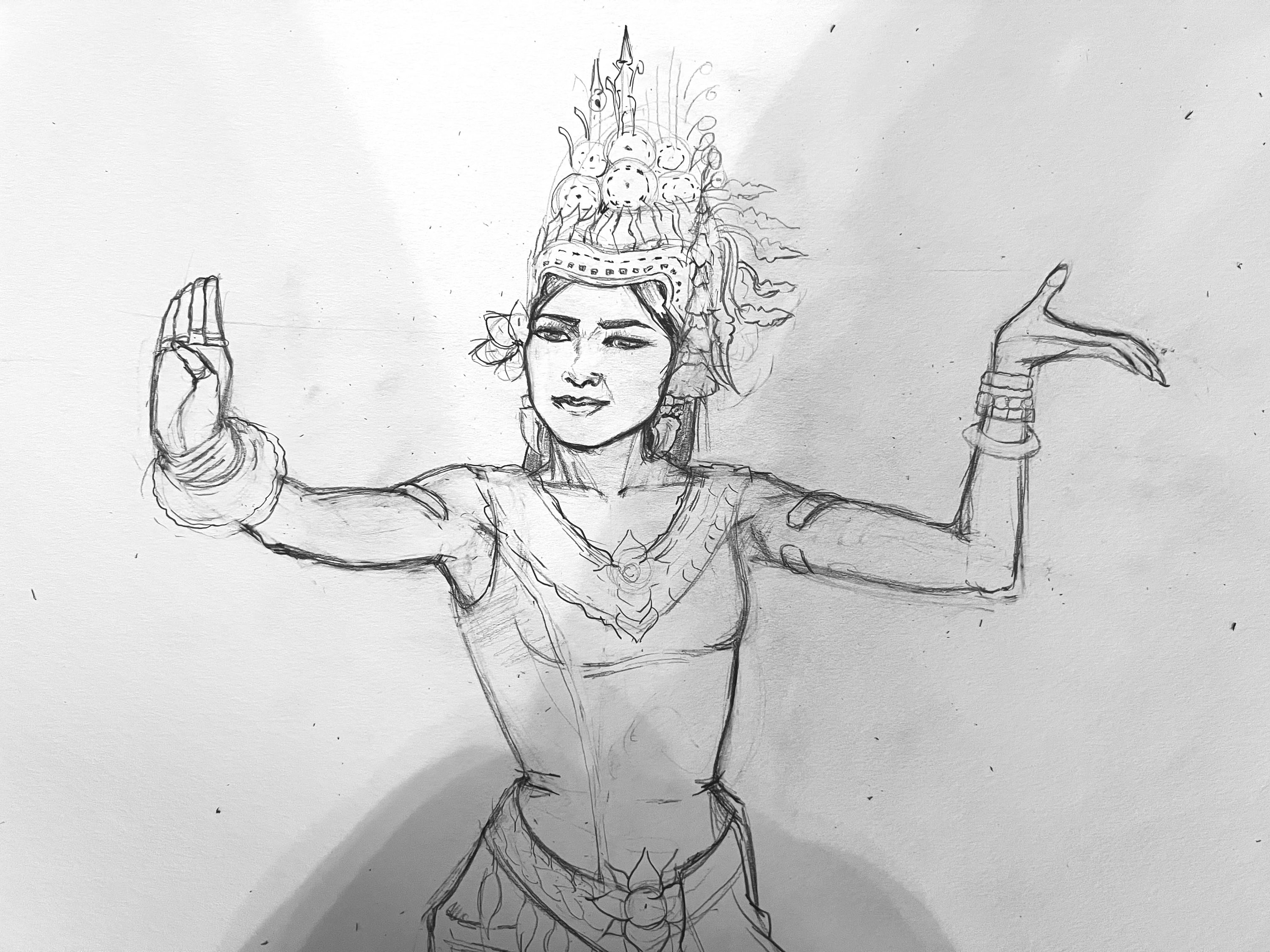 Khmer Apsara Print, Apsara Dancer Painting, Cambodian Apsara Painting ...