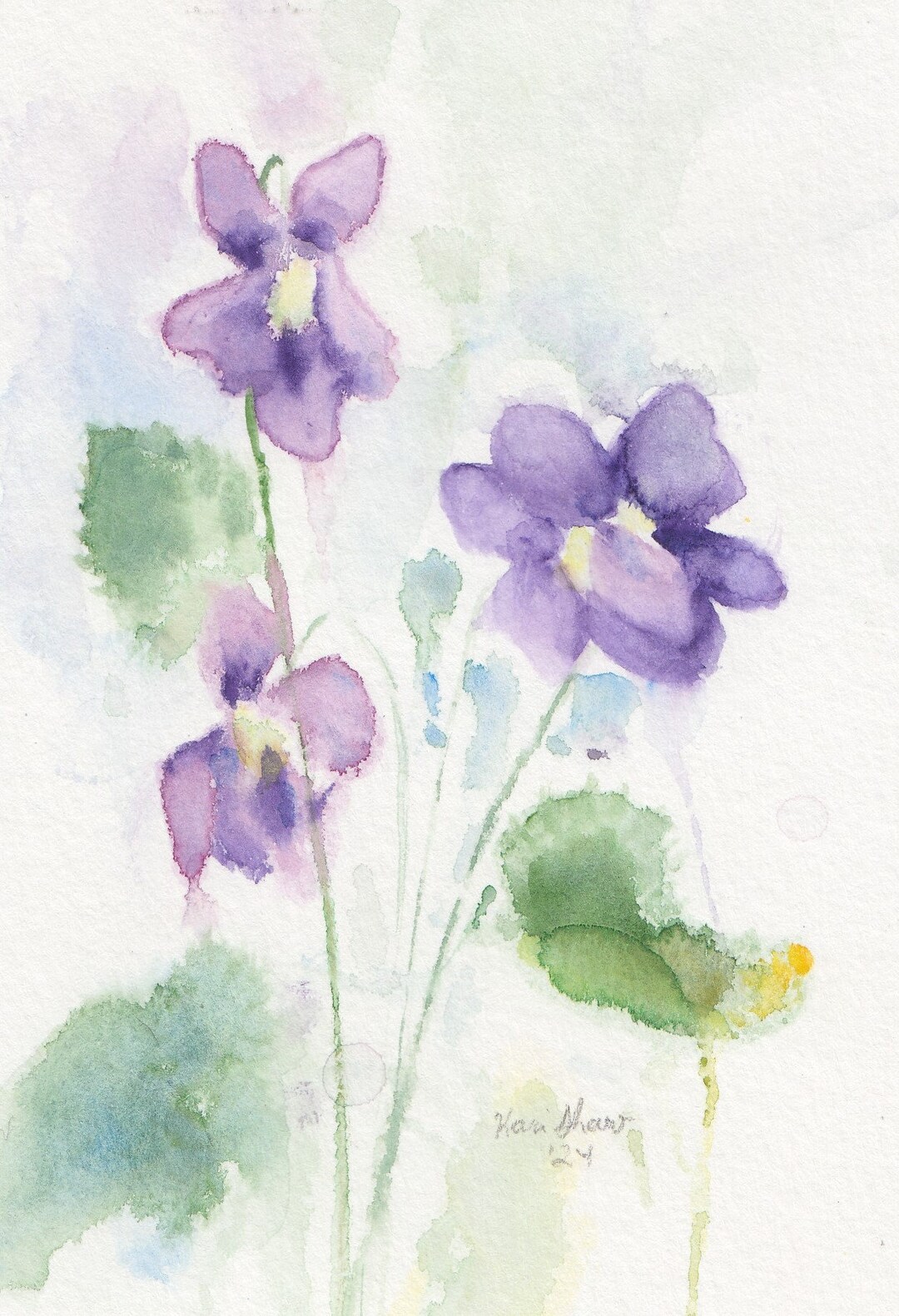 Original Violet Painting, Violet Flowers Painting, Spring Flowers ...