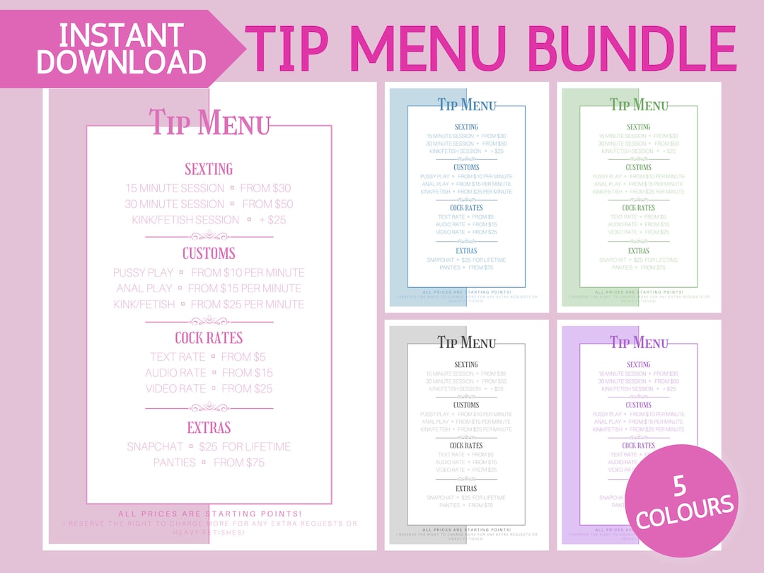 Easy to Edit Onlyfans Tip Menu Template - for Fansly, Adult Content Fan ...