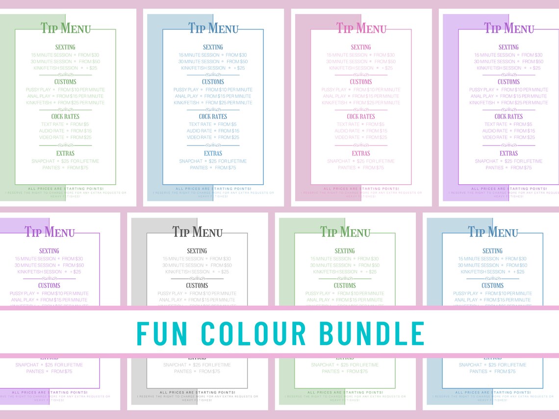 Easy to Edit Onlyfans Tip Menu Template for Fansly Adult - Etsy UK