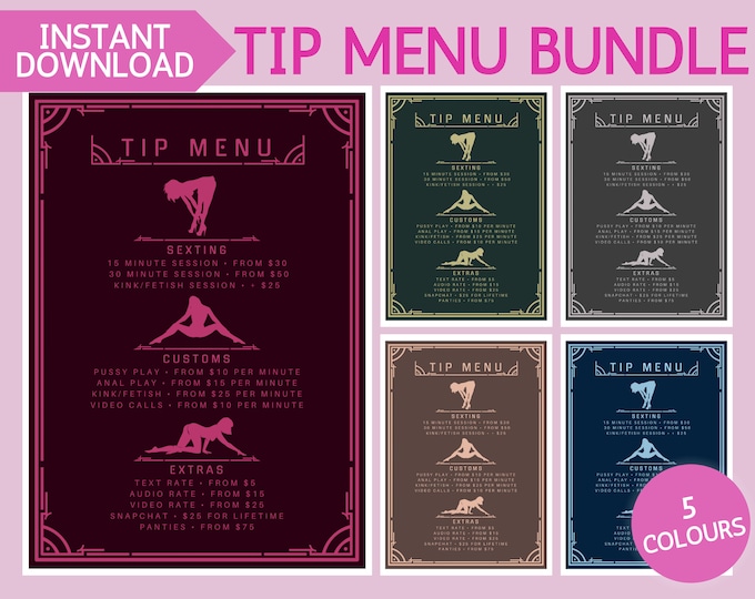 Easy to Edit Onlyfans Tip Menu Template - for Fansly, Adult Content Fan ...