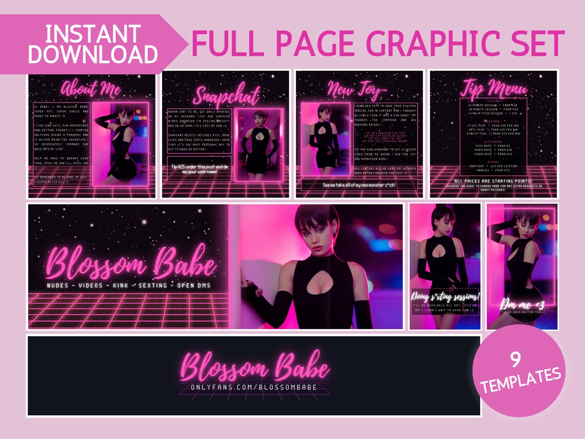 Full Page Onlyfans Graphic Template Set - Easy to Edit Templates of ...