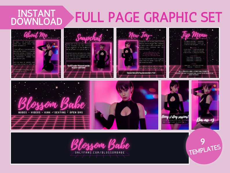 Full Page Onlyfans Graphic Template Set - Easy to Edit Templates of ...