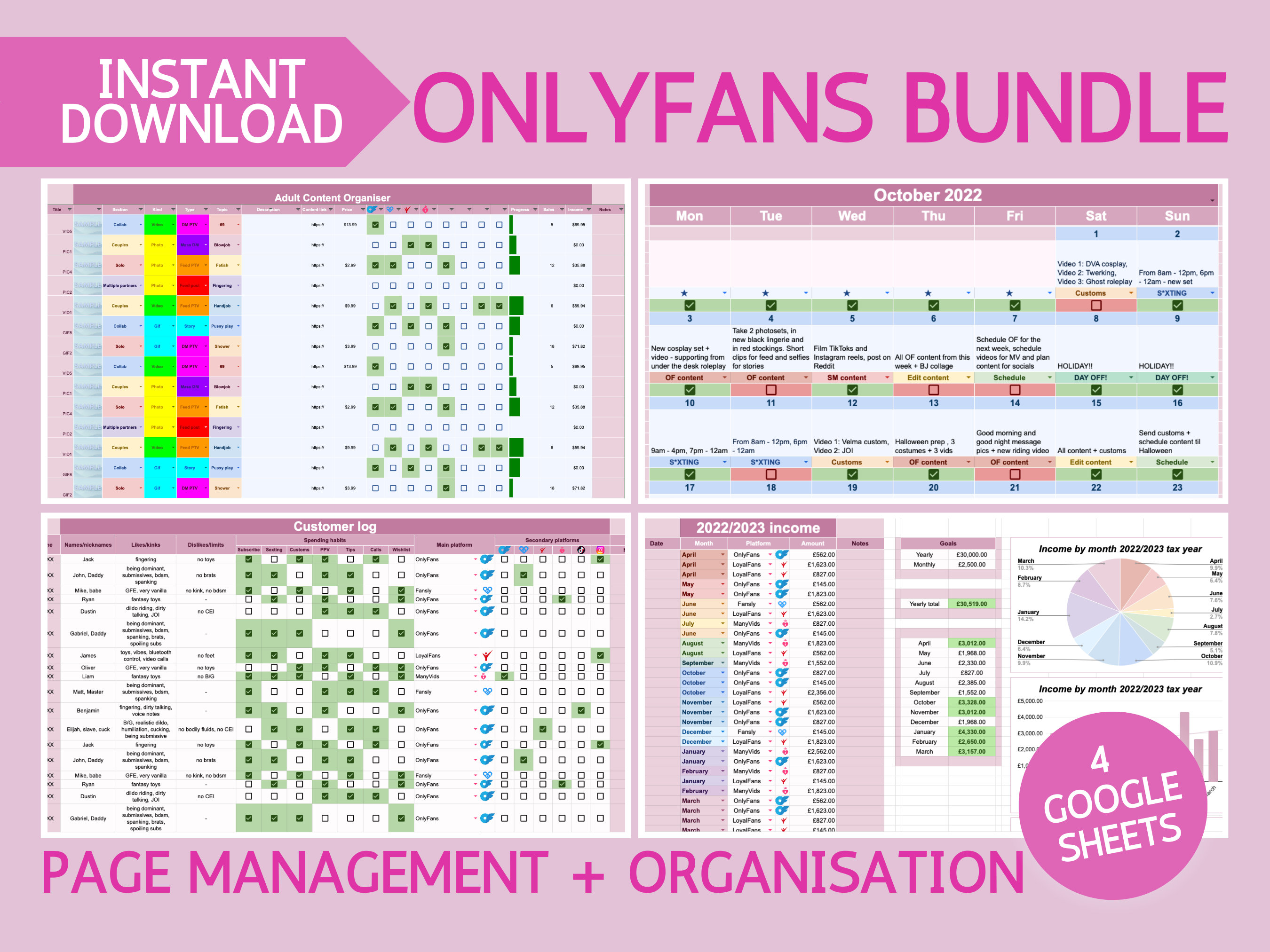 Ultimate Onlyfans Organisation Bundle Planners for Adult Creators Using Fansly, Loyalfans ...