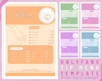 Easy to Edit Onlyfans Tip Menu Template for Fansly Adult - Etsy UK