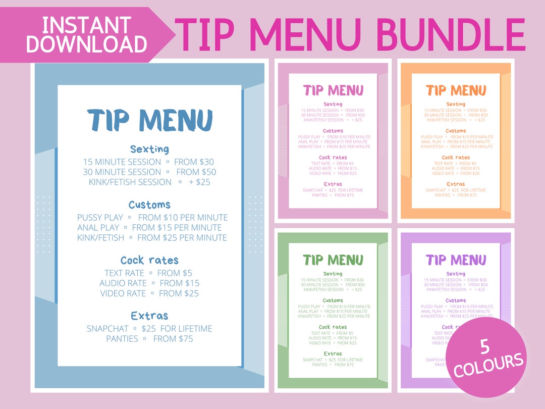 Easy to Edit Onlyfans Tip Menu Template for Fansly, Adult Content Fan ...
