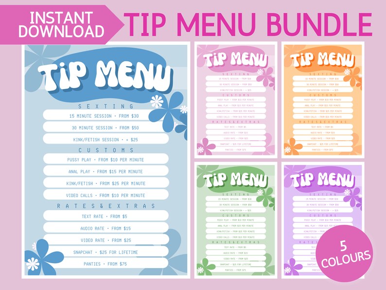 Easy to Edit Onlyfans Tip Menu Template - for Fansly, Adult Content Fan ...