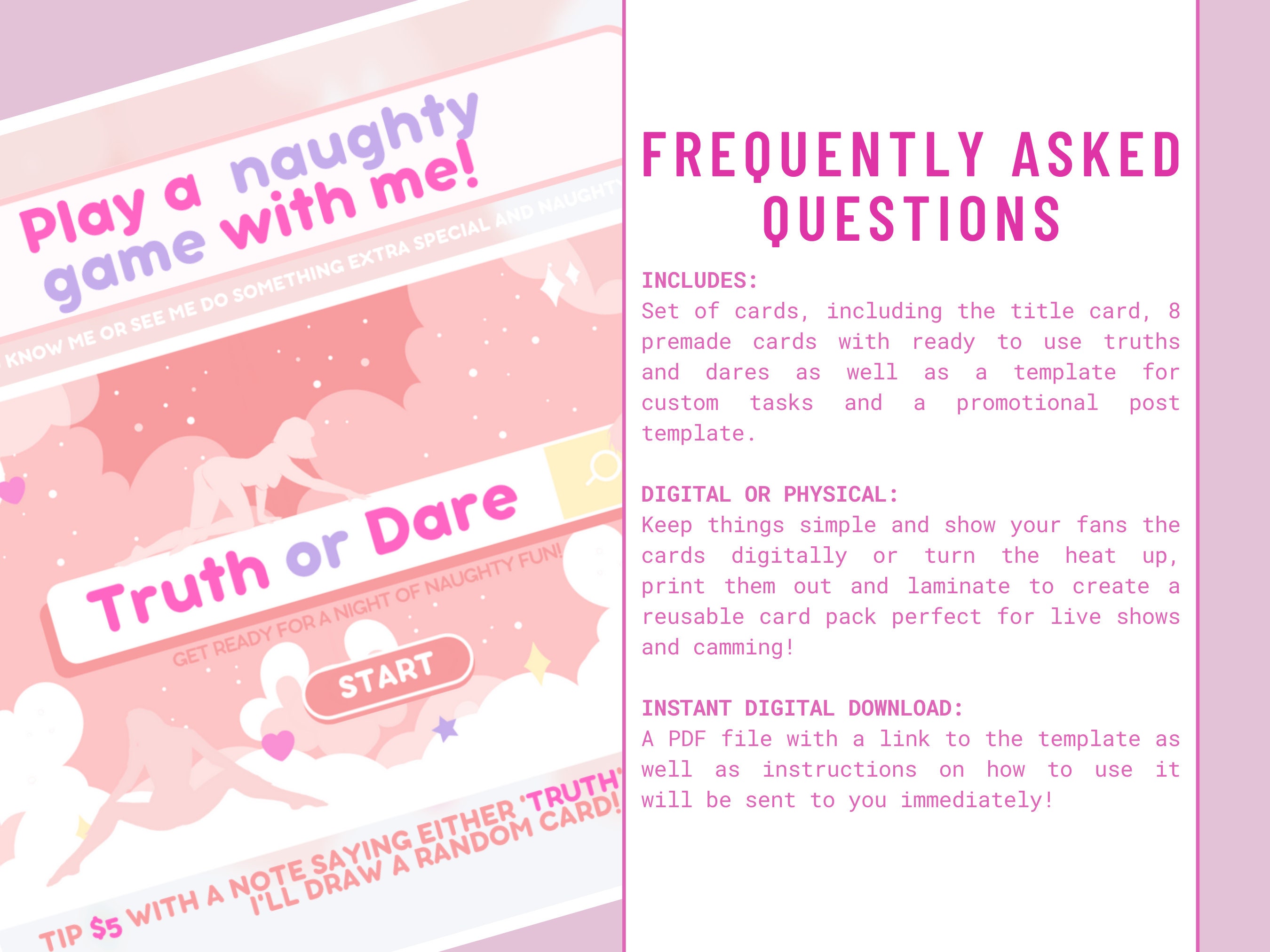 Tip Game Naughty Truth or Dare Printable Adult Game for Adult Creators ...
