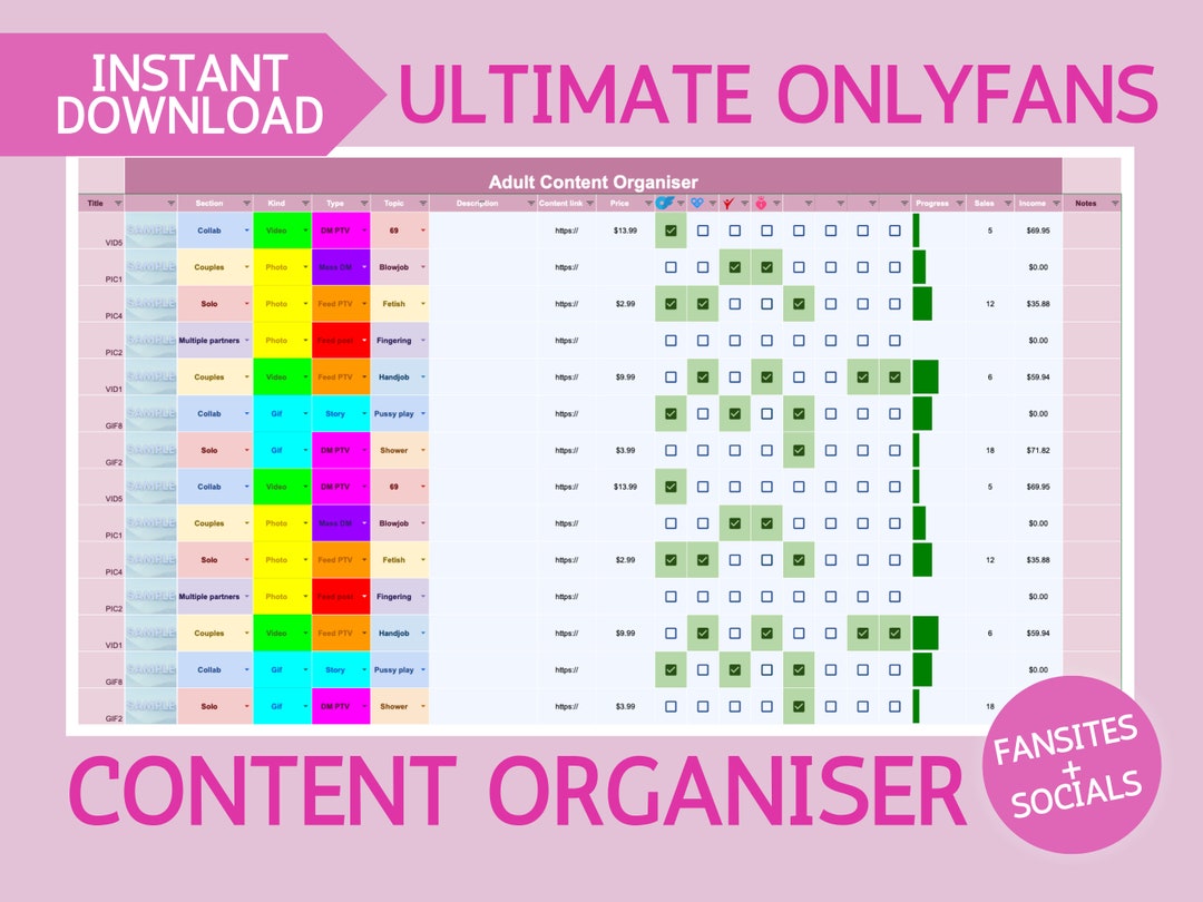 Ultimate Onlyfans Content Organiser - Planner for Adult Creators Using ...