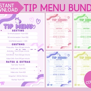 Easy to Edit Onlyfans Tip Menu Template for Fansly, Adult Content Fan ...