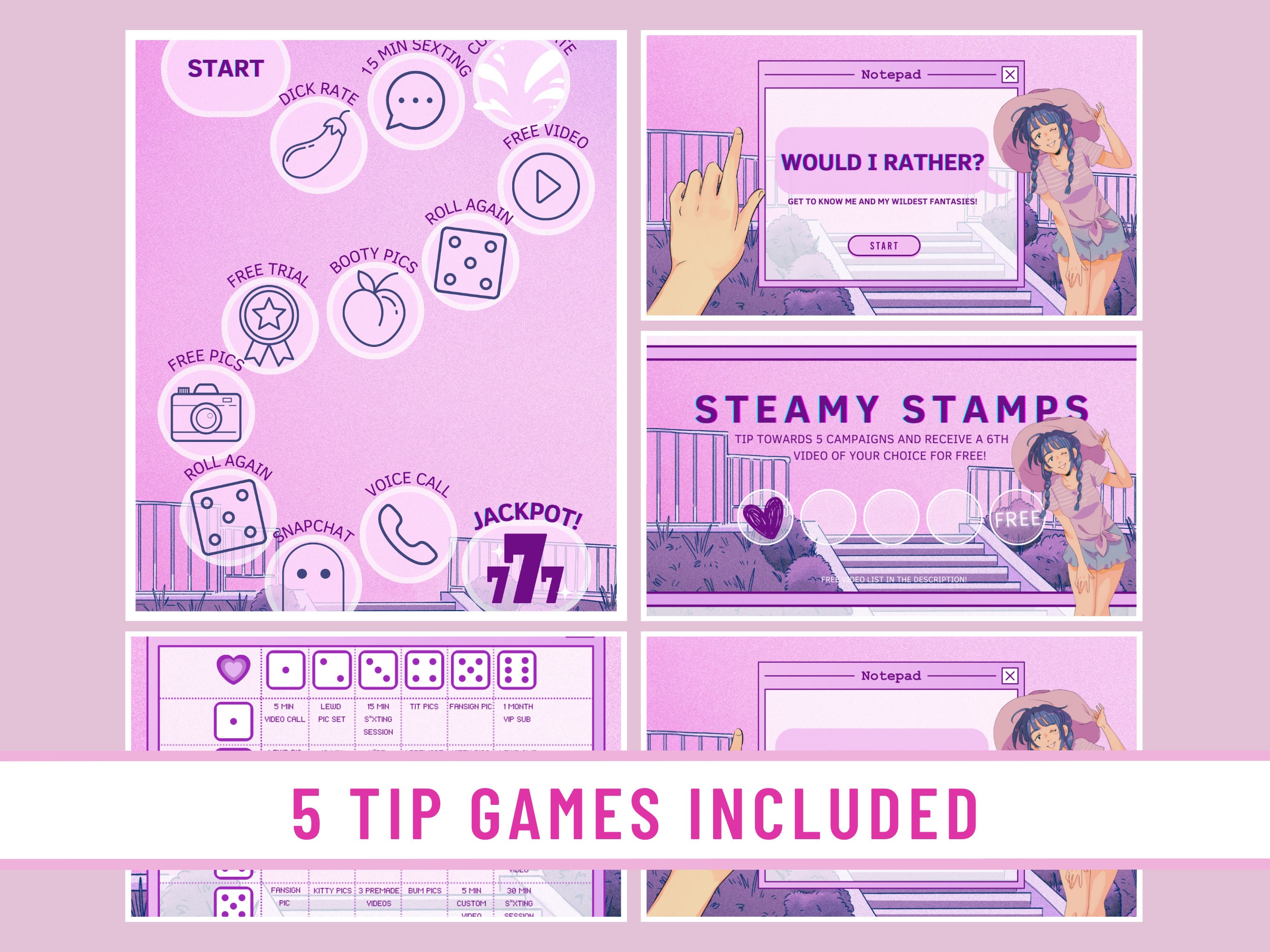 Onlyfans Tip Game Bundle Printable Anime Adult Game for Adult Creators ...