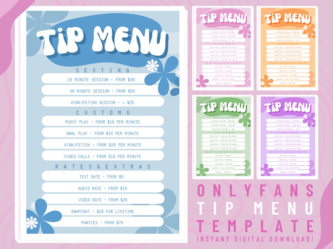 Easy to Edit Onlyfans Tip Menu Template for Fansly Adult - Etsy UK