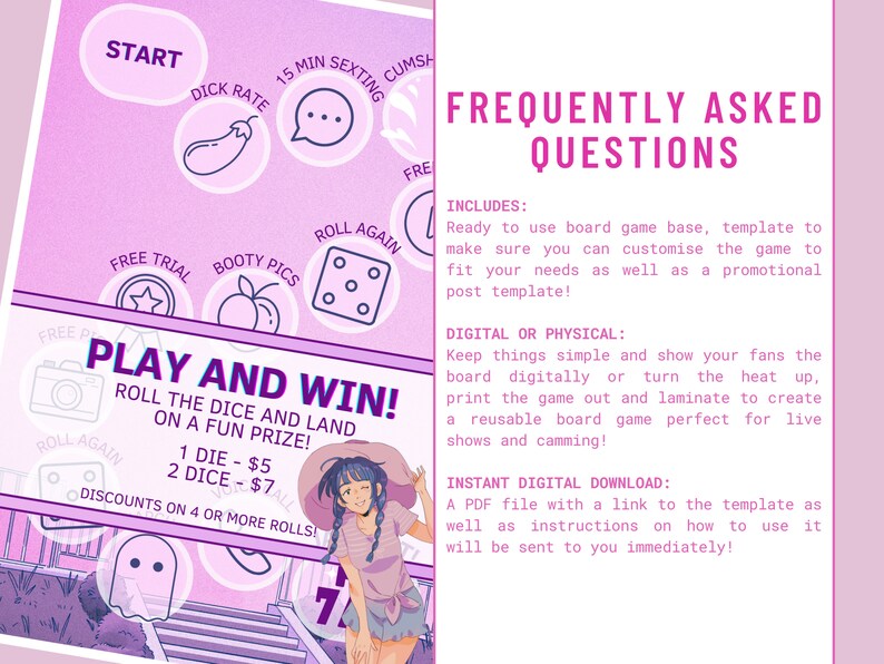 Onlyfans Board Game Tip Game - Printable Anime Adult Game for Adult ...