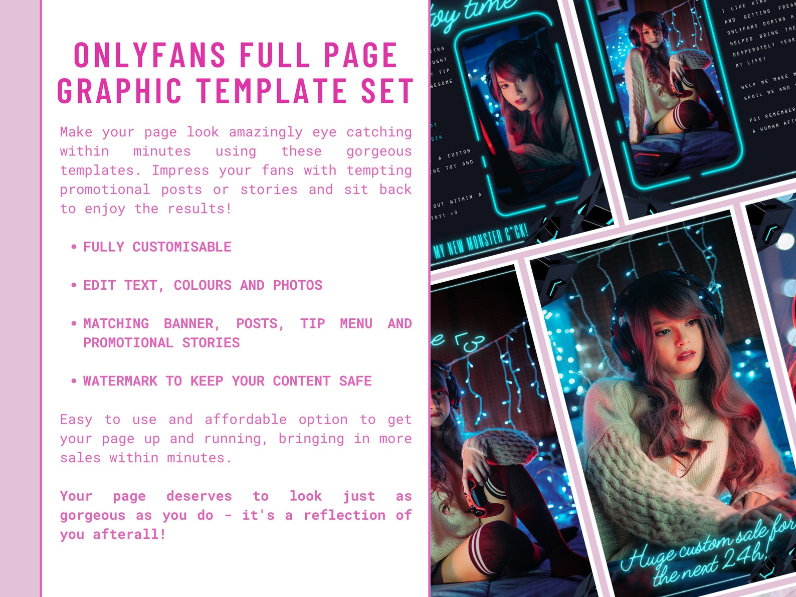 Full Page Onlyfans Graphic Template Set Easy to Edit Templates of ...