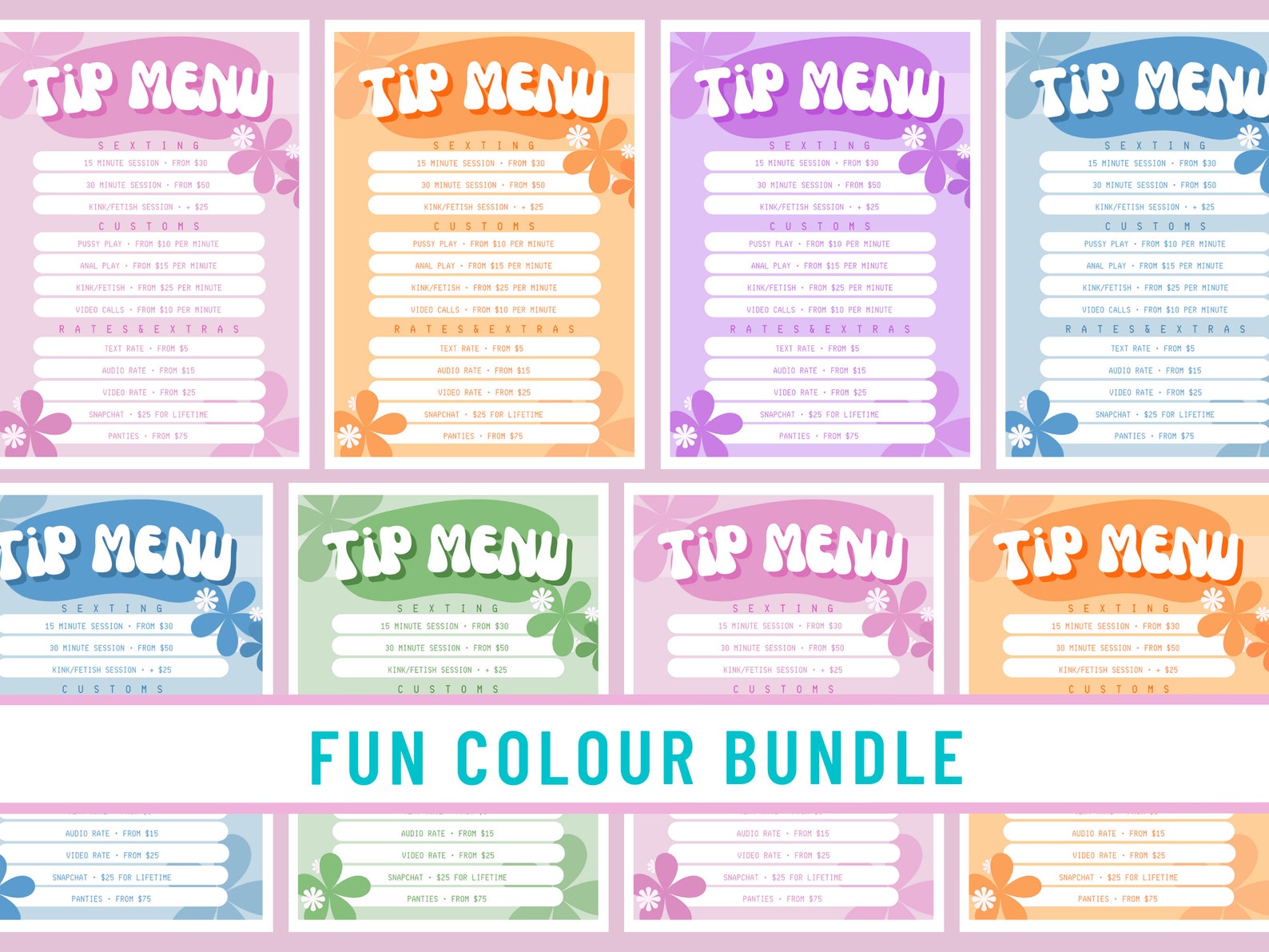 Easy to Edit Onlyfans Tip Menu Template - for Fansly, Adult Content Fan ...