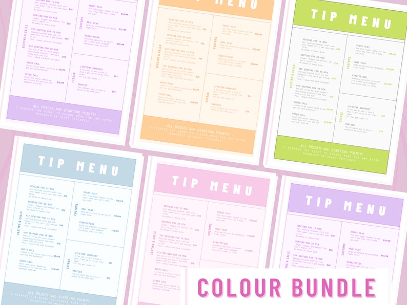 Easy to Edit Onlyfans Tip Menu Template for Fansly Adult - Etsy UK