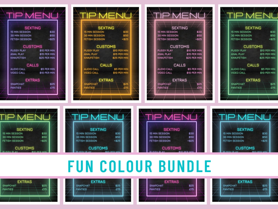 Easy to Edit Onlyfans Tip Menu Template - for Fansly, Adult Content Fan ...