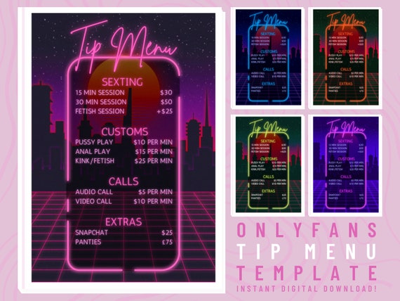 Easy to Edit Onlyfans Tip Menu Template for Fansly Adult - Etsy