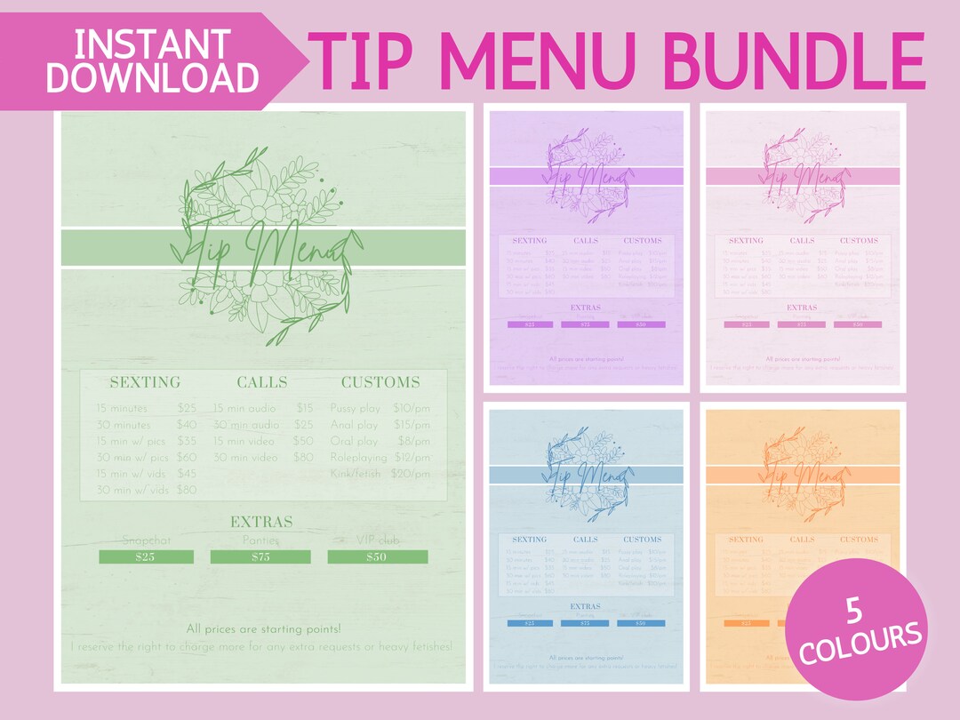 Easy to Edit Onlyfans Tip Menu Template - for Fansly, Adult Content Fan ...