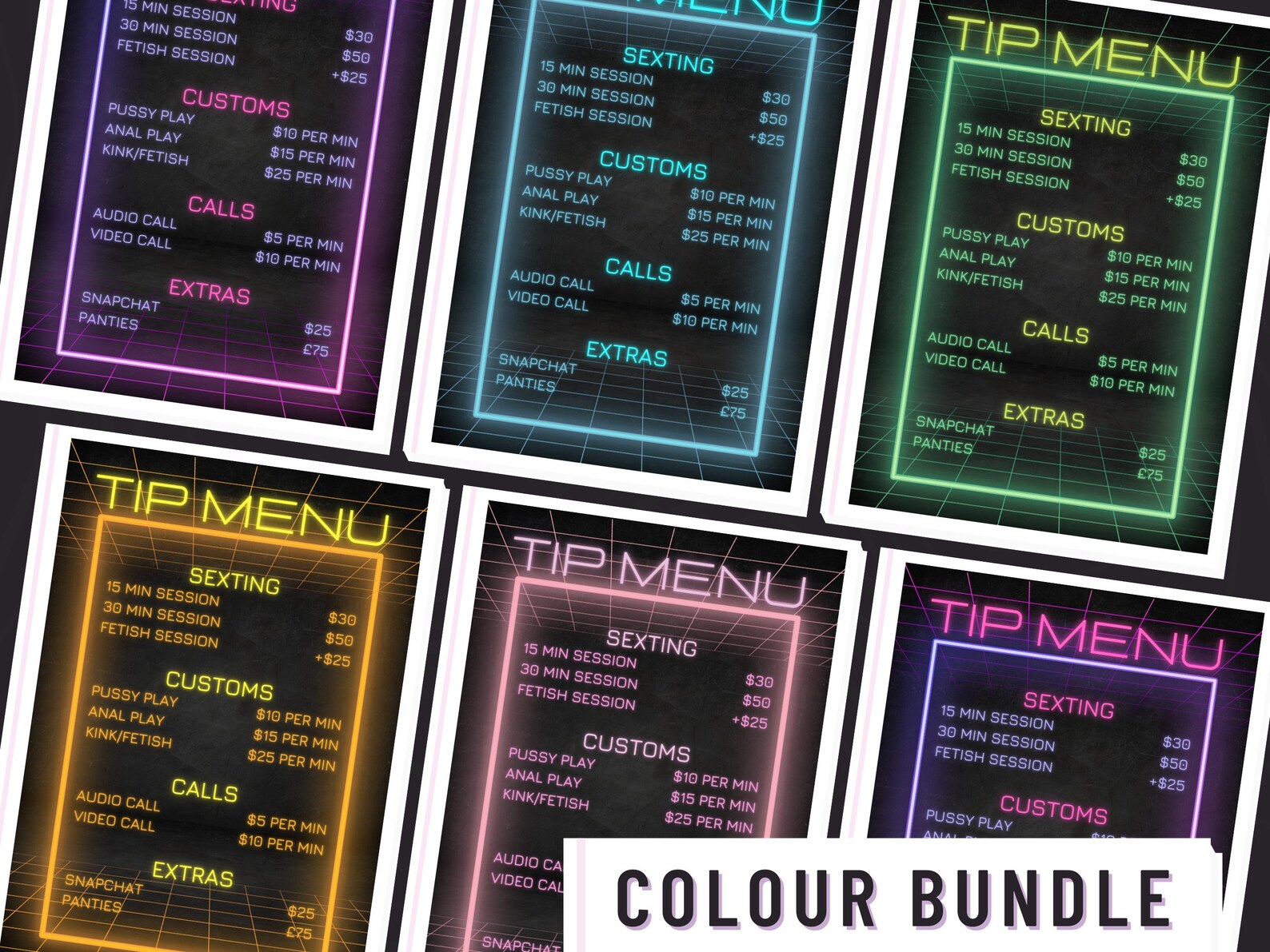 Easy to Edit Onlyfans Tip Menu Template for Fansly Adult - Etsy UK