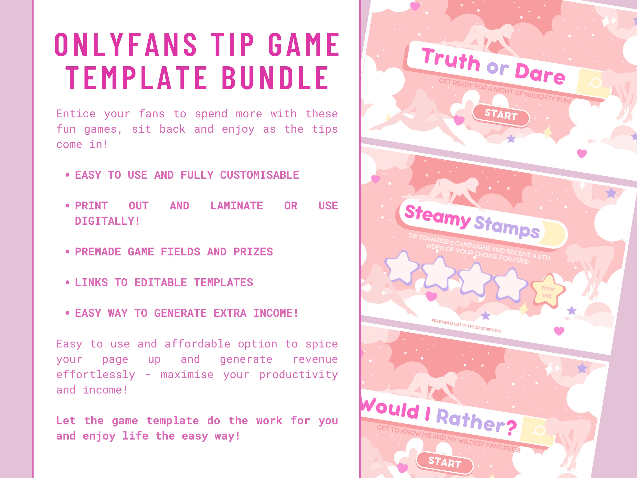 Onlyfans Tip Game Bundle - Printable Adult Game for Adult Creators ...