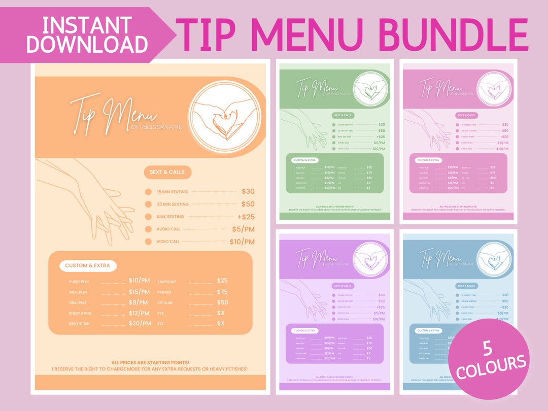 Easy to Edit Onlyfans Tip Menu Template for Fansly Adult - Etsy UK