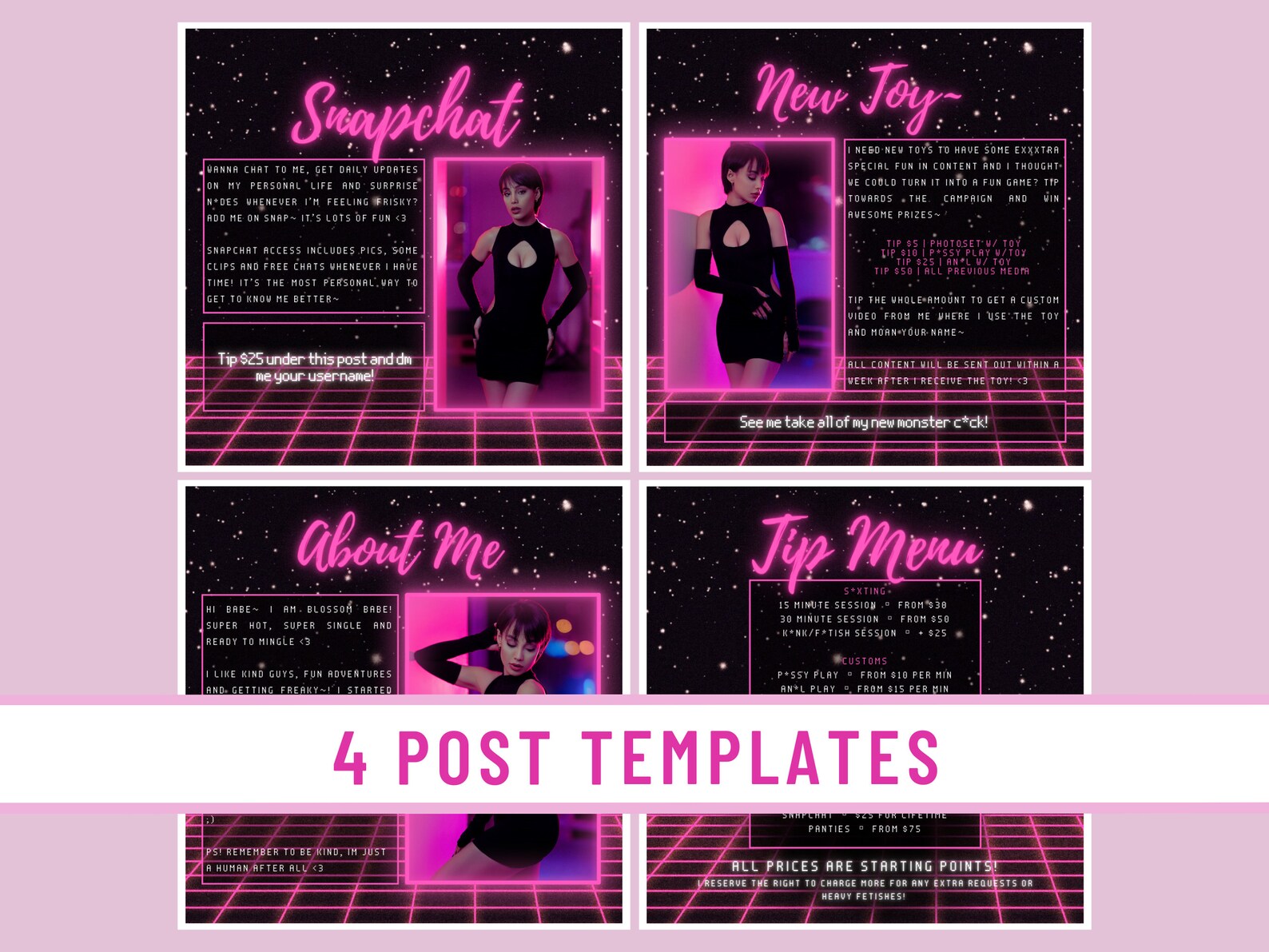 Full Page Onlyfans Graphic Template Set - Easy to Edit Templates of ...