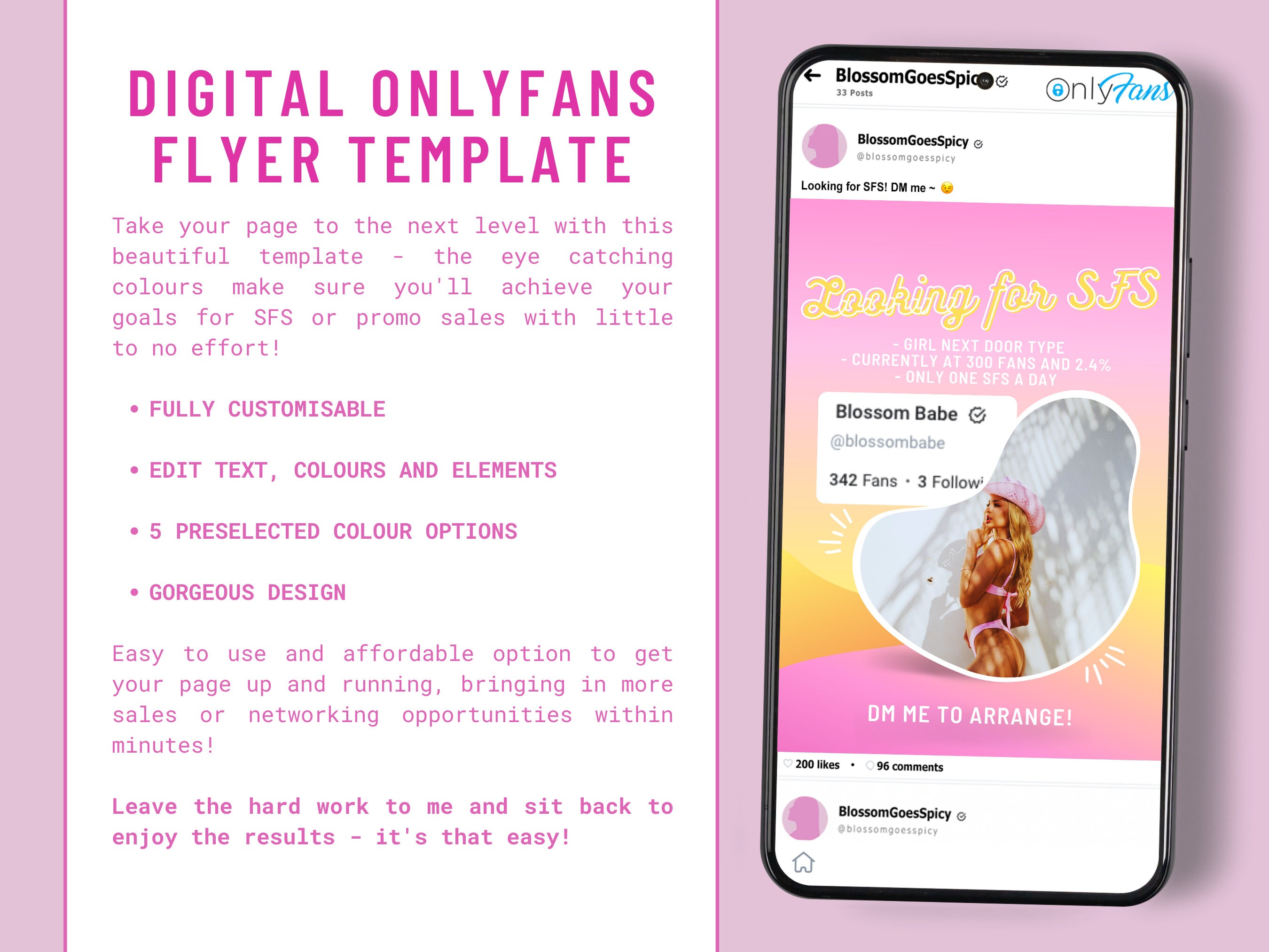 Onlyfans Flyer Template SFS or Promo - Easy to Edit Onlyfans Tip Menu ...
