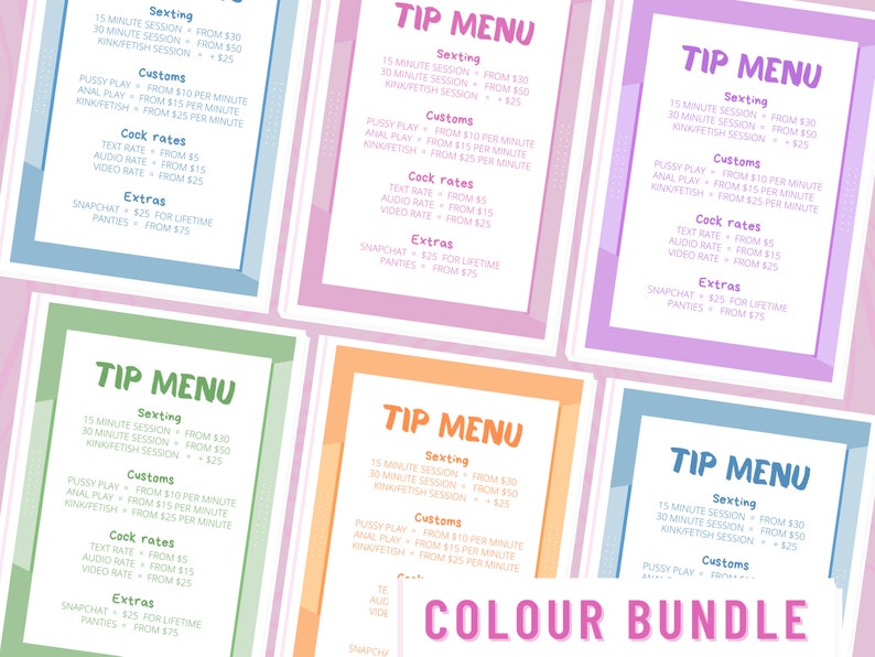 Easy to Edit Onlyfans Tip Menu Template for Fansly Adult - Etsy Hong Kong