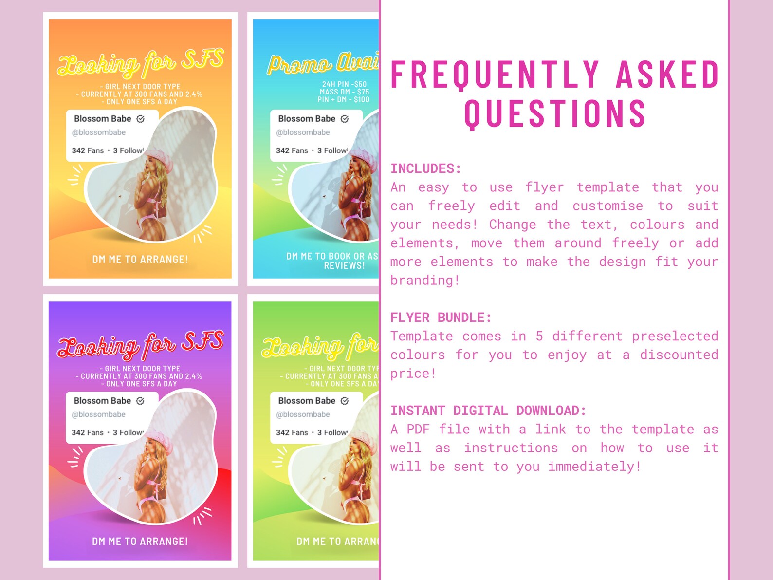 Onlyfans Flyer Template SFS or Promo - Easy to Edit Onlyfans Tip Menu ...