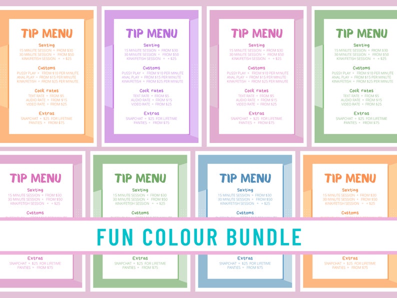 Easy to Edit Onlyfans Tip Menu Template for Fansly Adult - Etsy UK