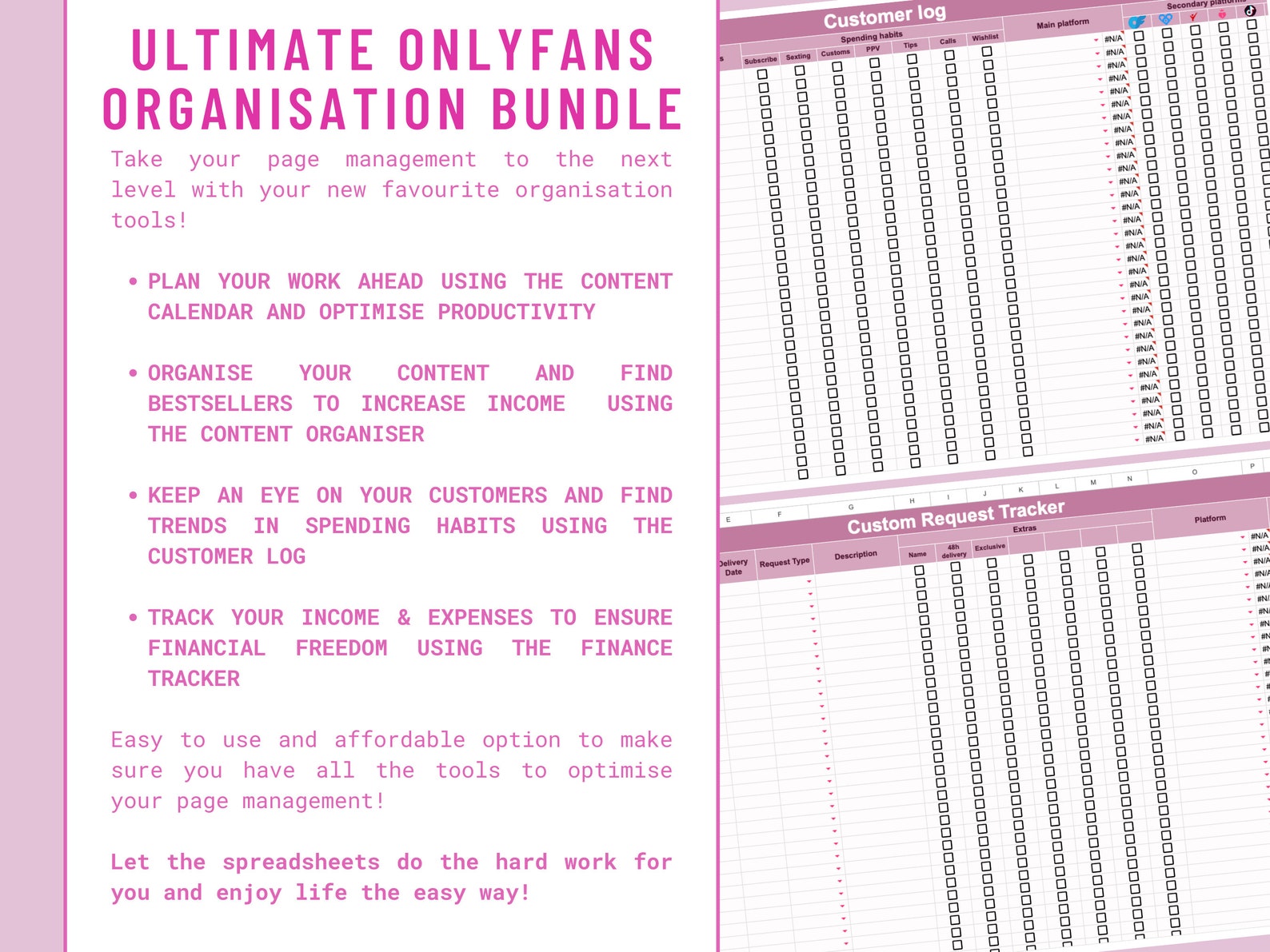 Ultimate Onlyfans Organisation Bundle Planners for Adult Creators Using Fansly, Loyalfans ...