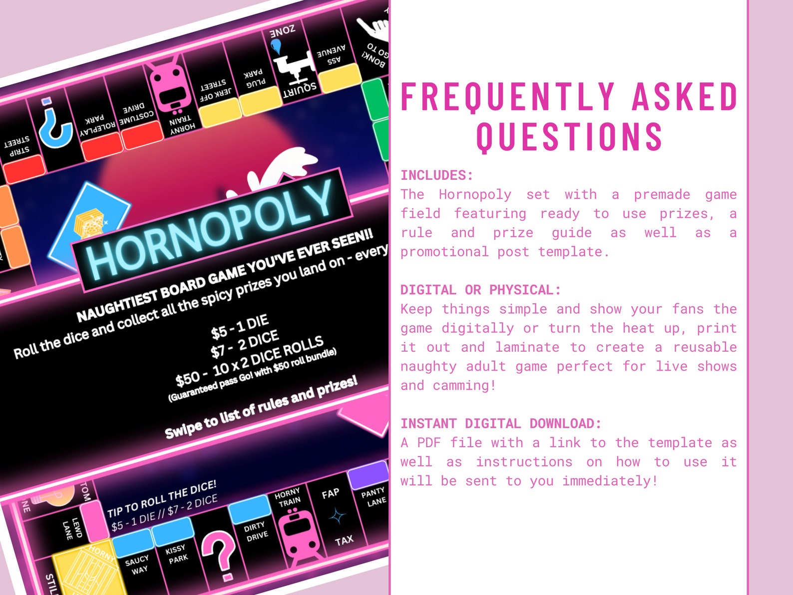 Tip Game Hornopoly Printable Adultboard Game for Adult - Etsy