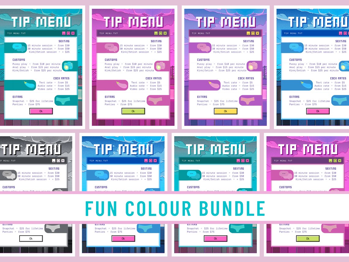 Easy to Edit Onlyfans Tip Menu Template for Fansly Adult - Etsy