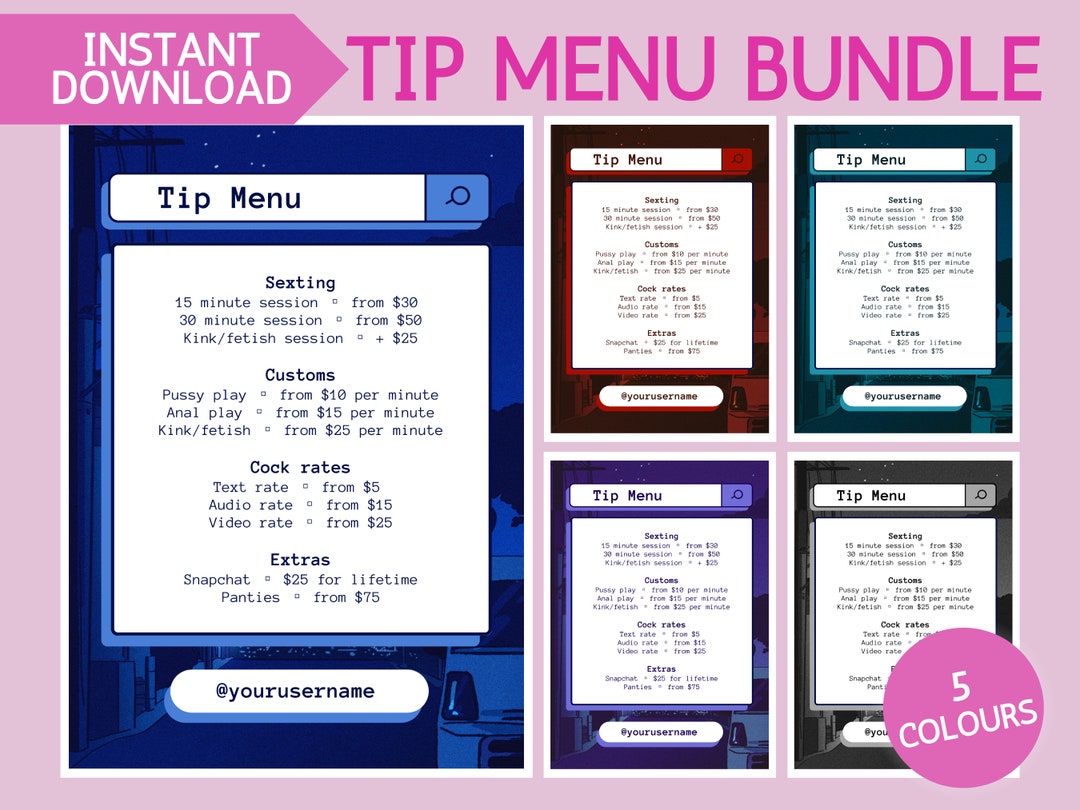 Easy to Edit Onlyfans Tip Menu Template for Fansly, Adult Content Fan ...