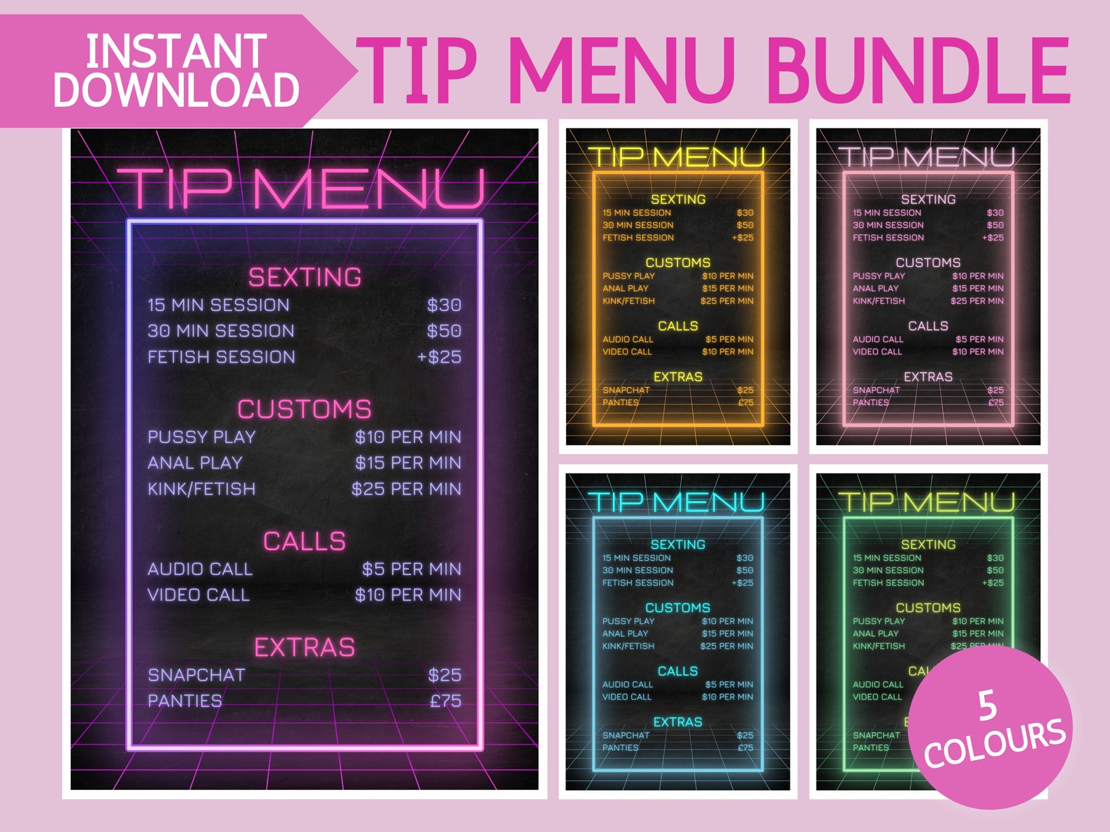 Easy To Edit Onlyfans Tip Menu Template For Fansly Adult Etsy