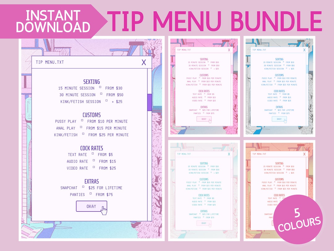 Easy to Edit Onlyfans Tip Menu Template - for Fansly, Niteflirt, Adult ...