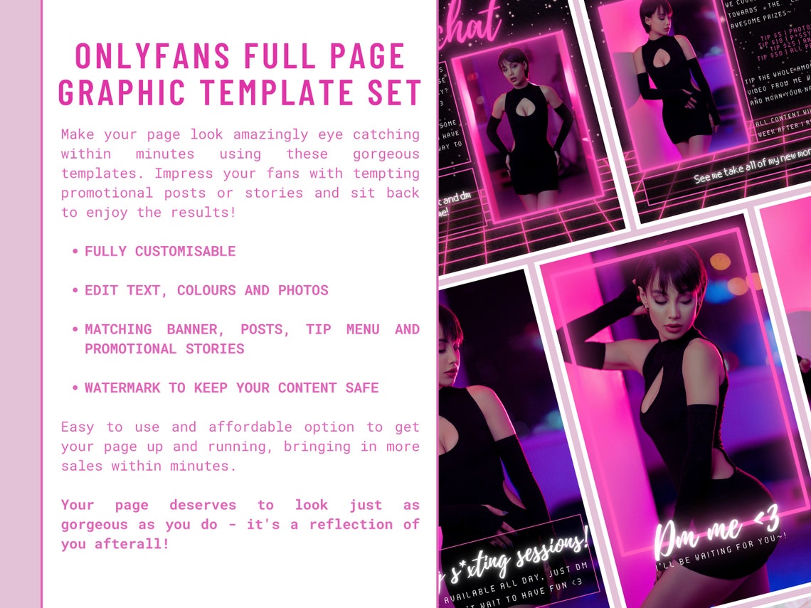 Full Page Onlyfans Graphic Template Set - Easy to Edit Templates of ...