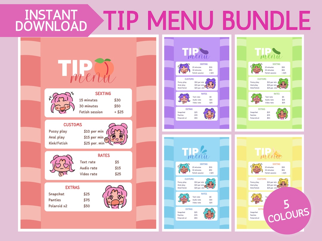 Easy to Edit Onlyfans Tip Menu Template - for Fansly, Adult Content Fan ...