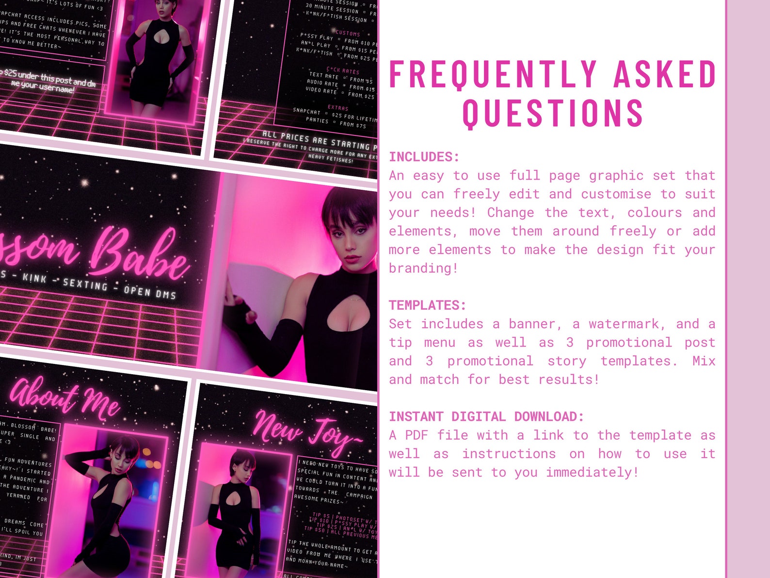 Full Page Onlyfans Graphic Template Set - Easy to Edit Templates of ...