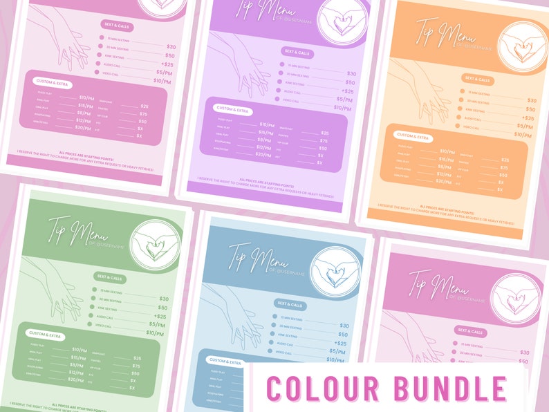 Easy to Edit Onlyfans Tip Menu Template for Fansly Adult - Etsy UK