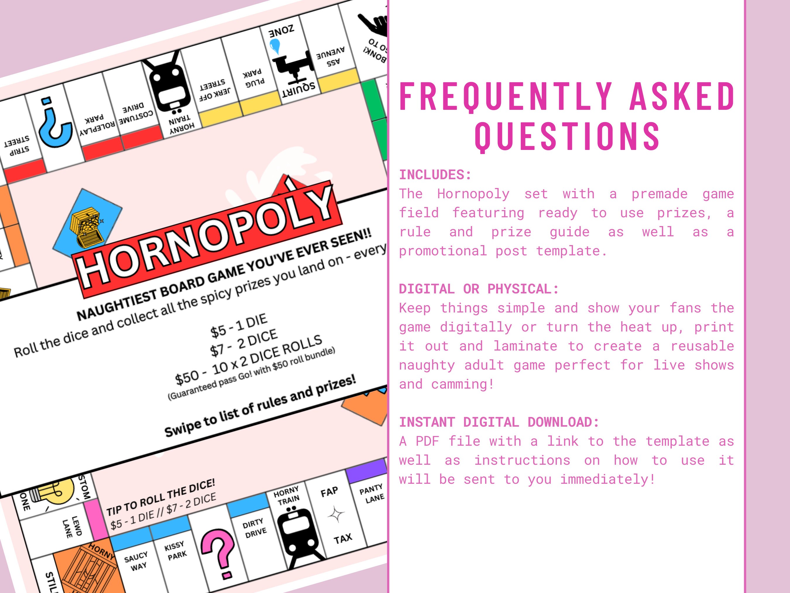 Tip Game Hornopoly Printable Adultboard Game for Adult Creators Using ...