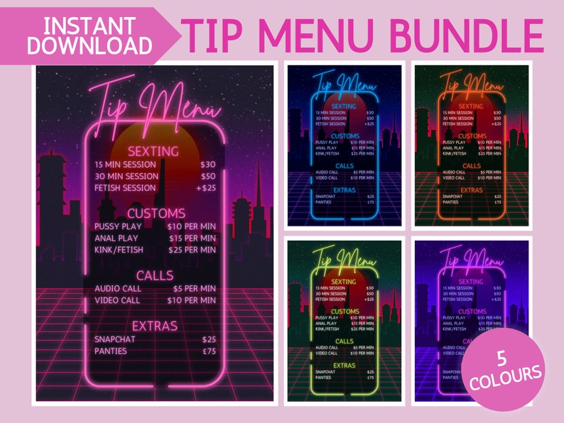 Easy to Edit Onlyfans Tip Menu Template for Fansly, Adult Content Fan ...