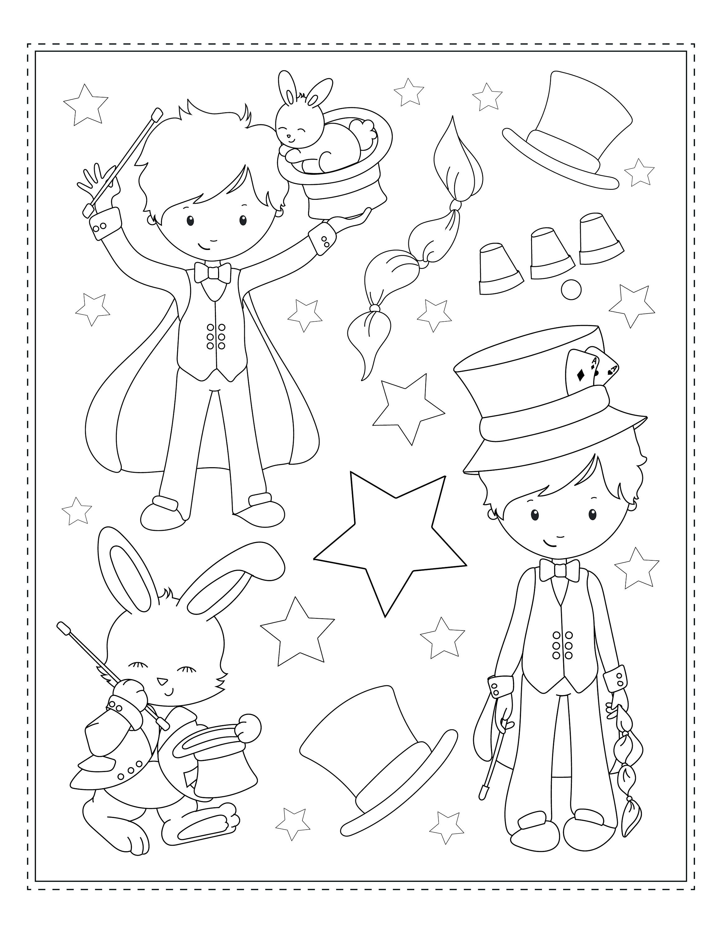Magician Kids Coloring Book - Etsy