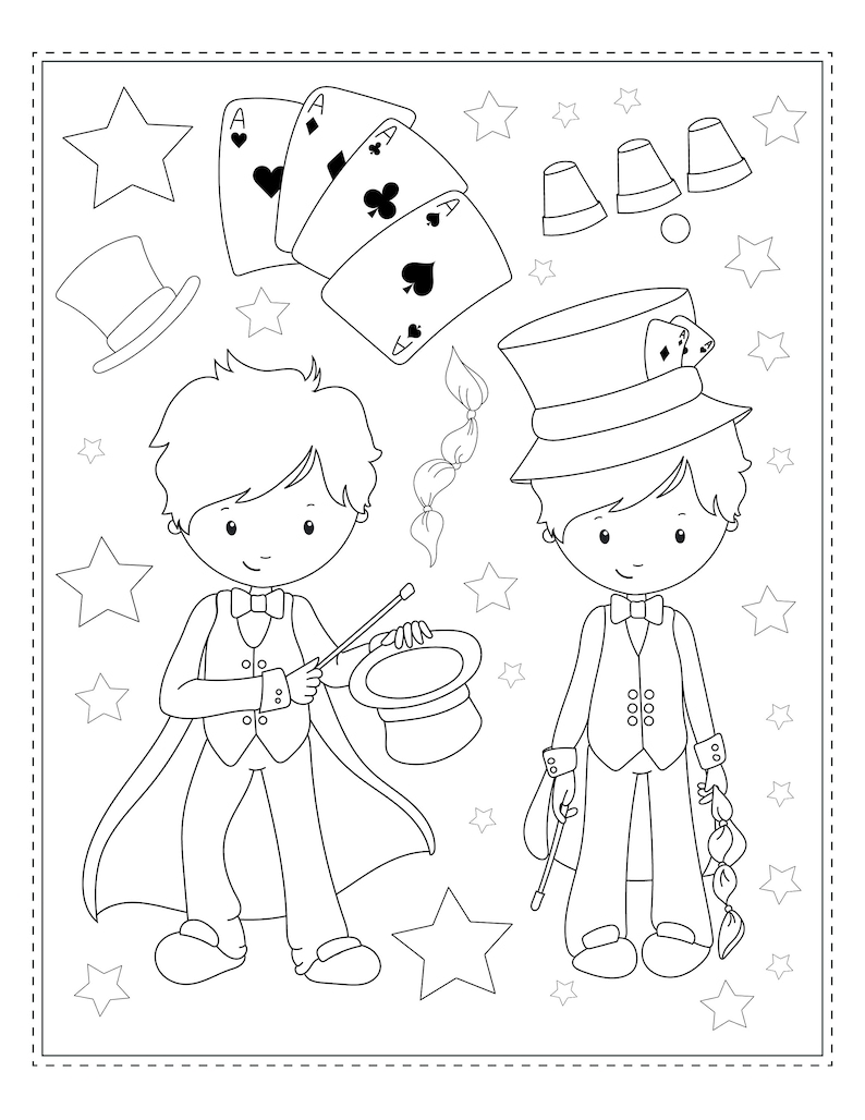 Magician Kids Coloring Book - Etsy
