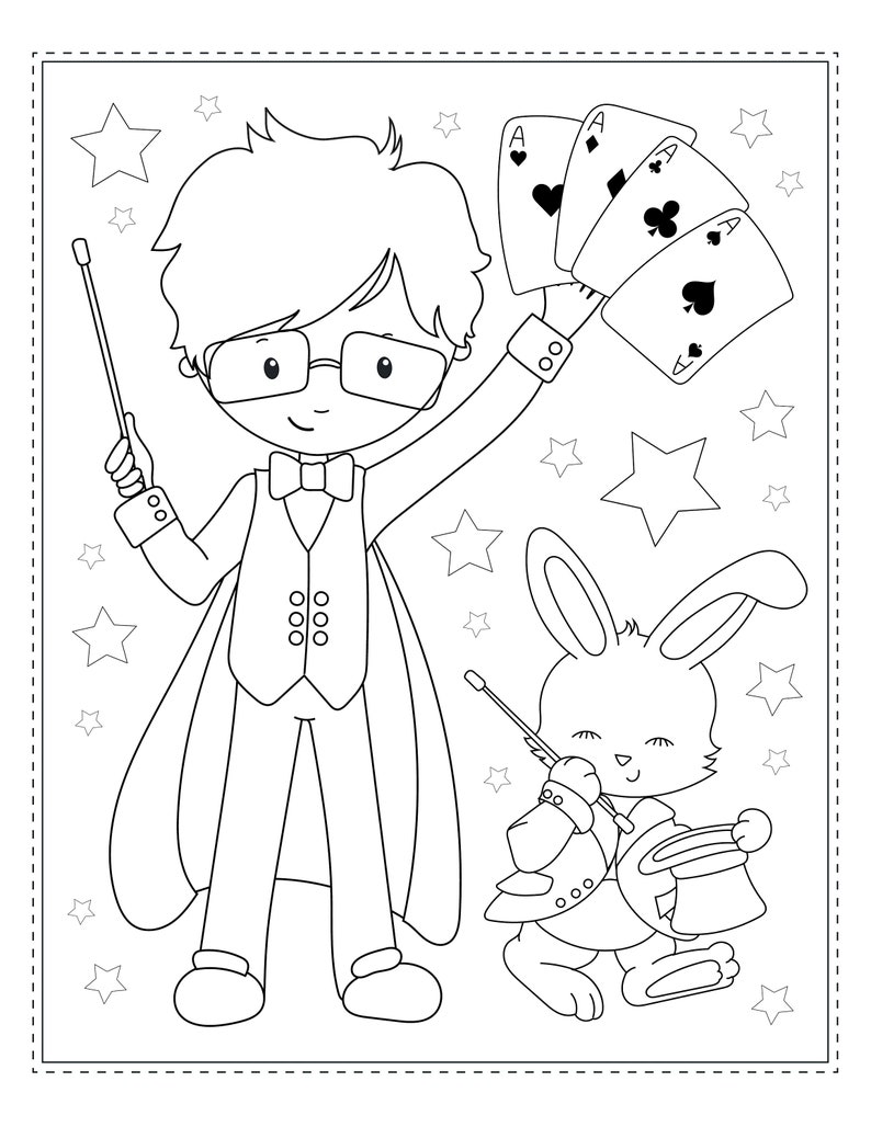Magician Kids Coloring Book - Etsy