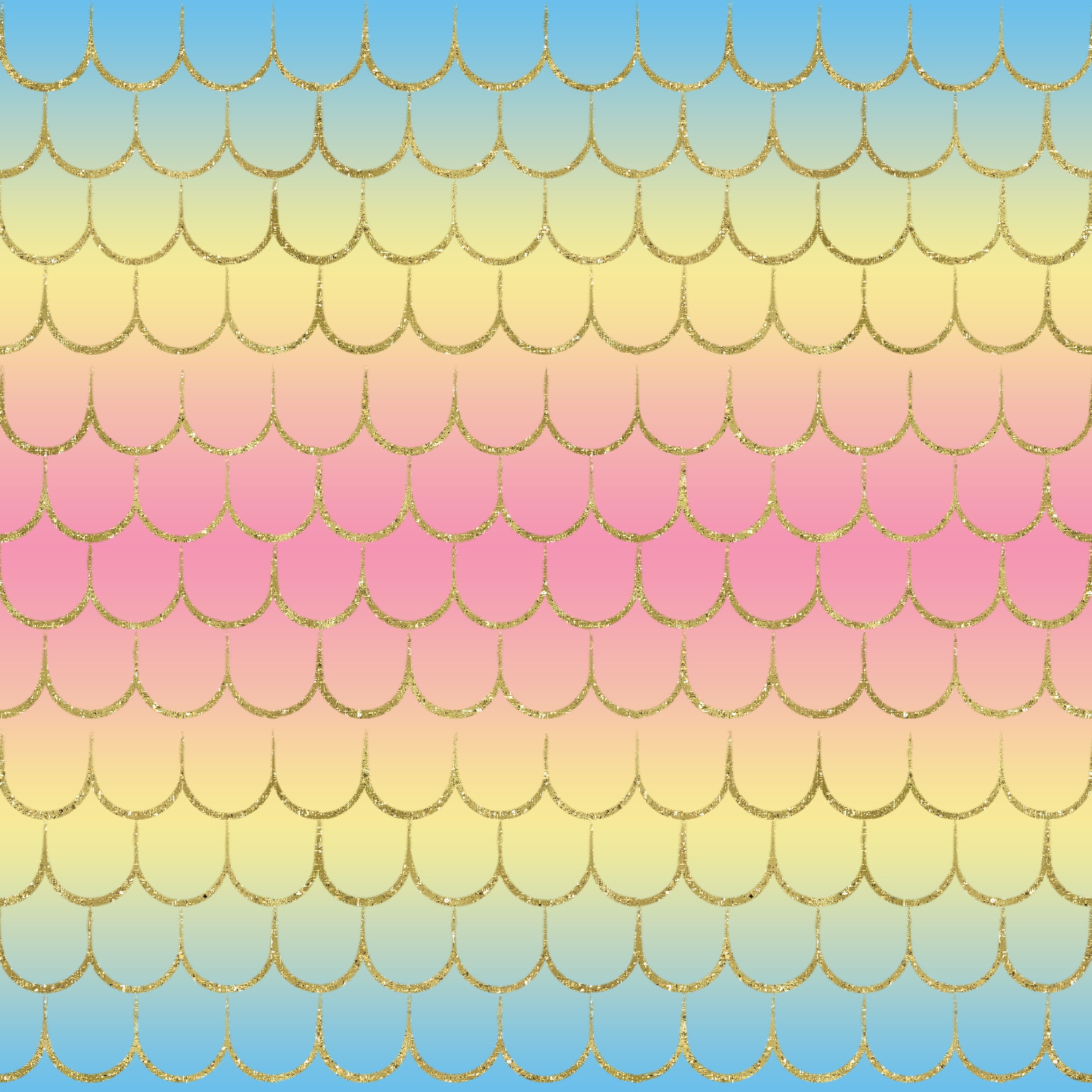 5 Digital Papers - Rainbow With Gold Glitter - Mermaid Scale Tail ...