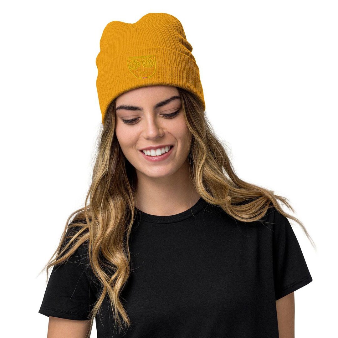 Ribbed Knit Beanie - Smirky Face - Etsy UK