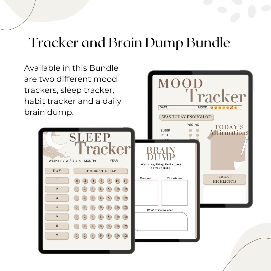 Tracker and Brain Dump Printable Bundle, Sleep Tracker Printable, Brain ...