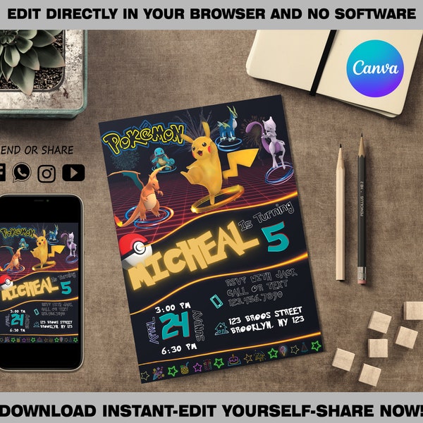 Mewtwo Birthday Invitation - Etsy Canada